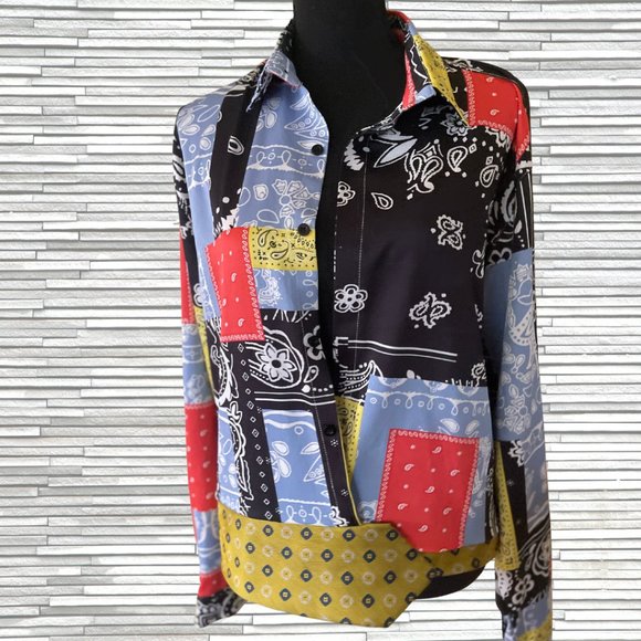 Jackets & Coats | Upcycled Bandana Print Shacket Size Ml | Poshmark